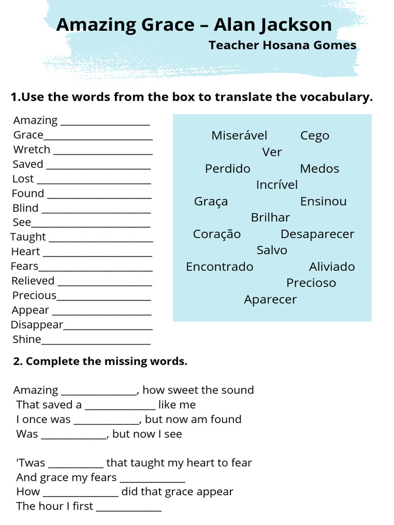 Amazing Grace - Alan Jackson | PDF | Linguistics | Grammar