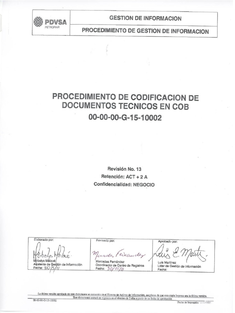000000G1510002 Codificacion Documentos Técnicos COB | PDF | Archivo de computadora | Información