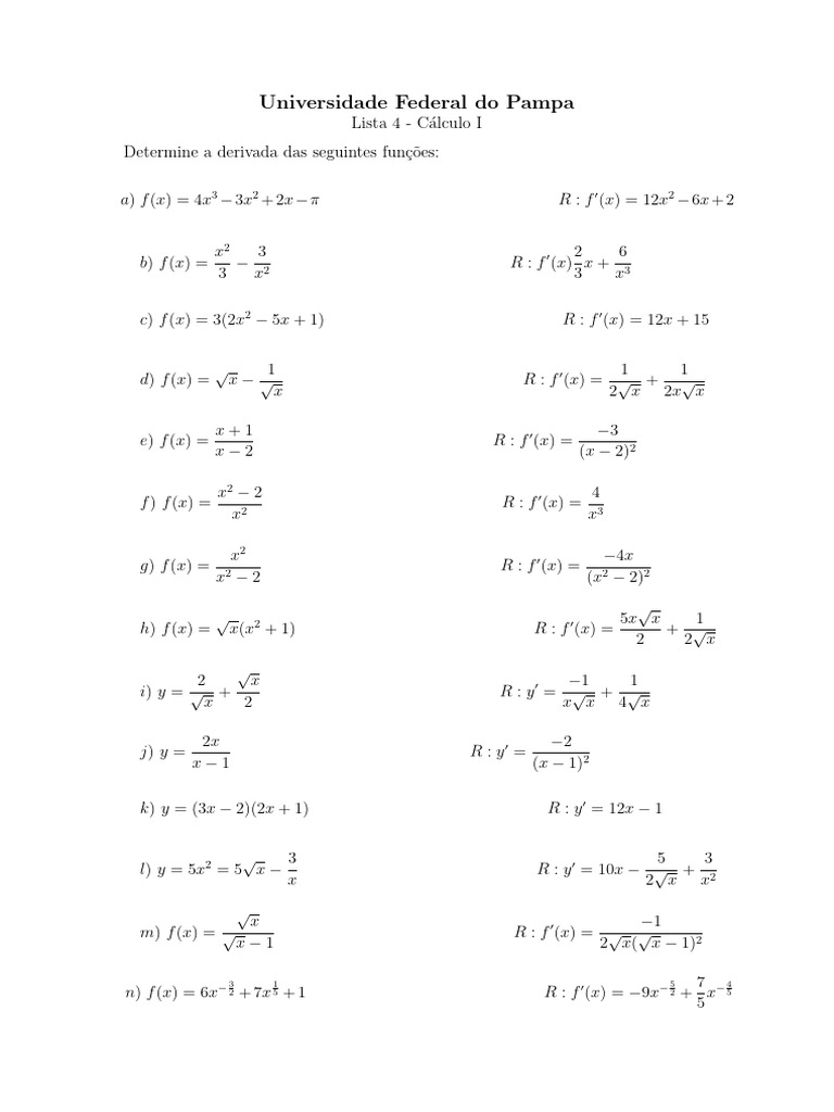 Calculoi Lista4 | PDF