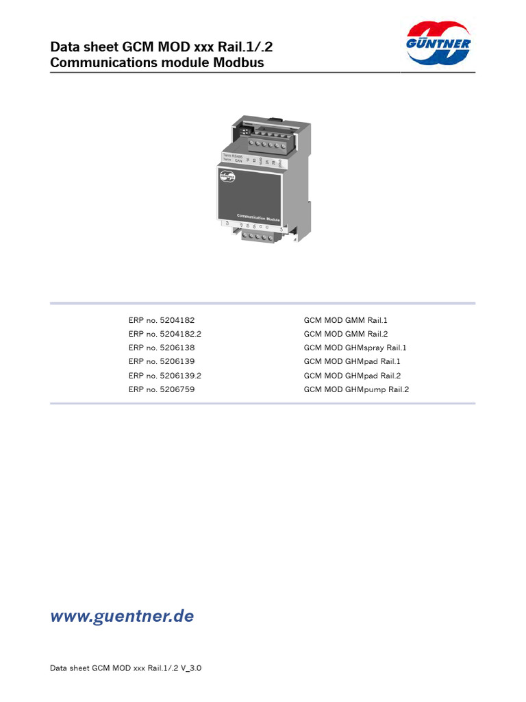 Guentner GCM MOD XXX Rail 1 2 Data Sheet V3 en | PDF | Power Supply ...