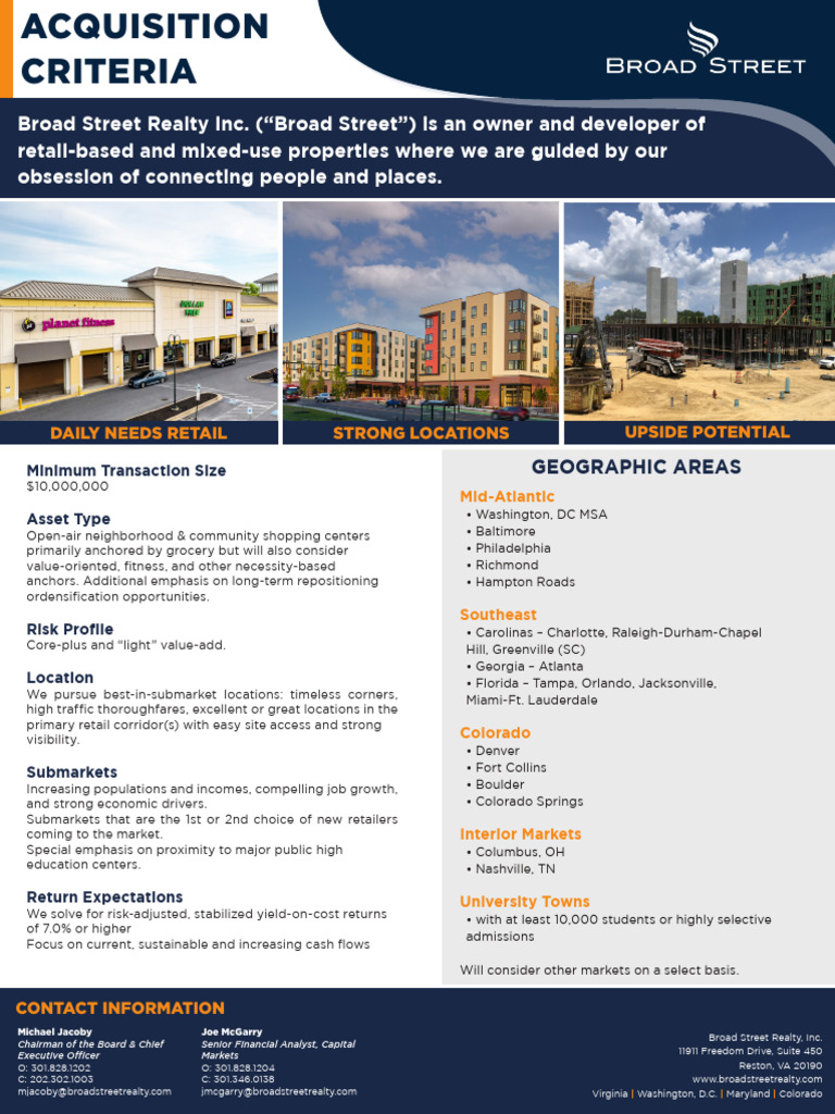 Broad Street Acquisition-Criteria Brochure Exa | PDF | Economies | Business