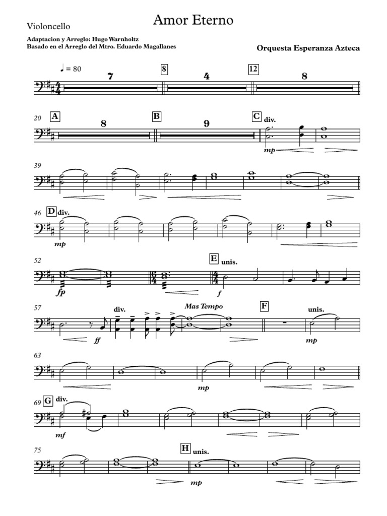 Amor Eterno - Violoncello | PDF
