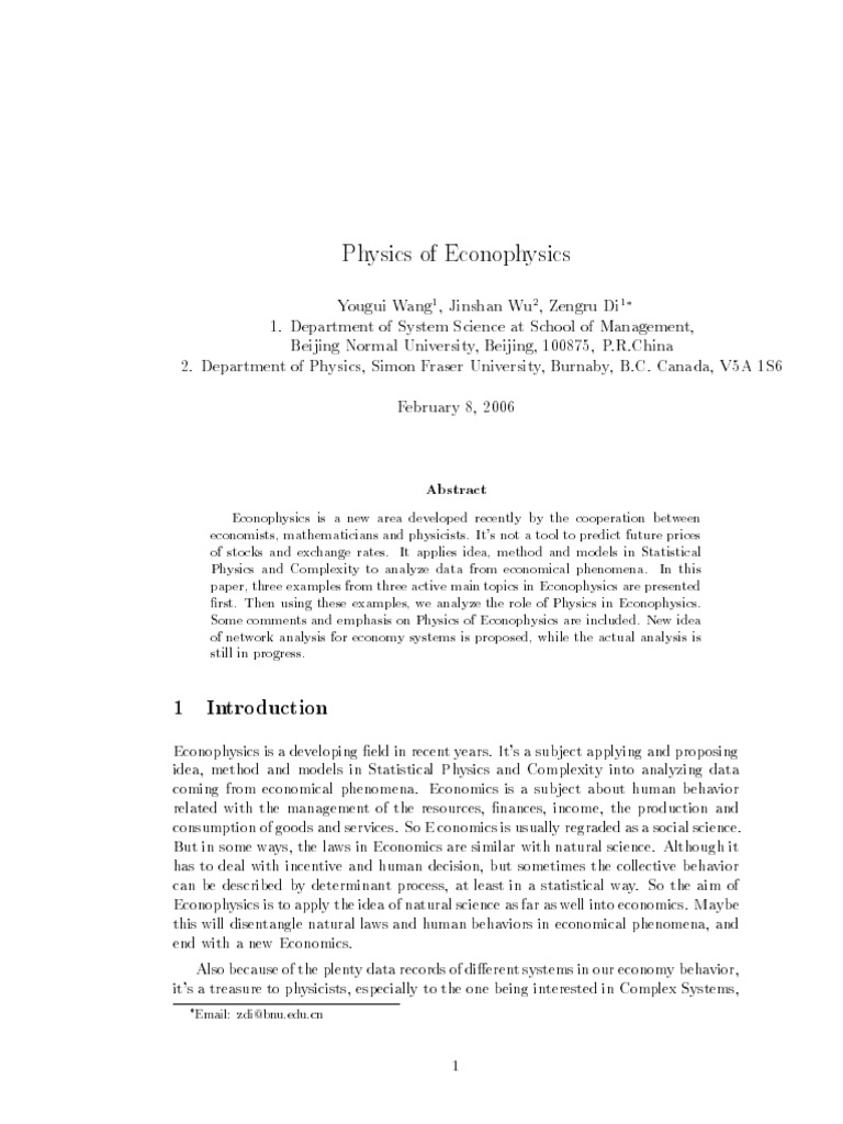 Physics of Econophysics | PDF