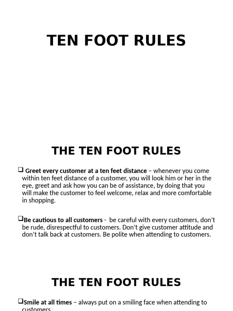 Ten Foot Rules | PDF
