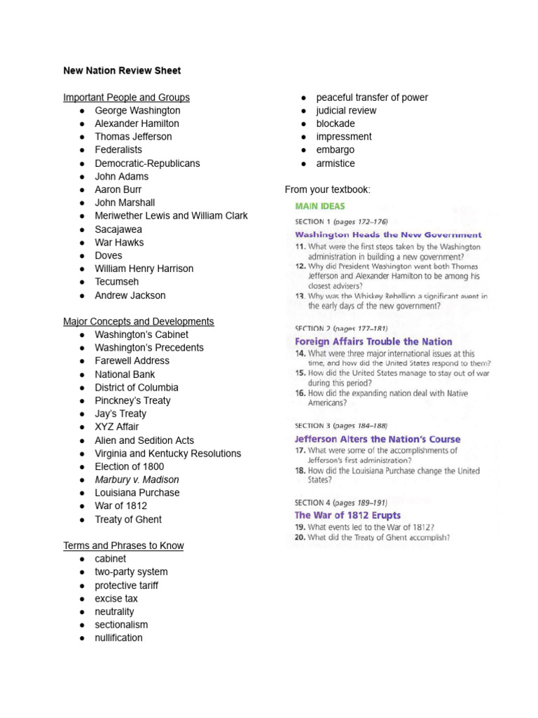 New Nation Review Sheet | PDF