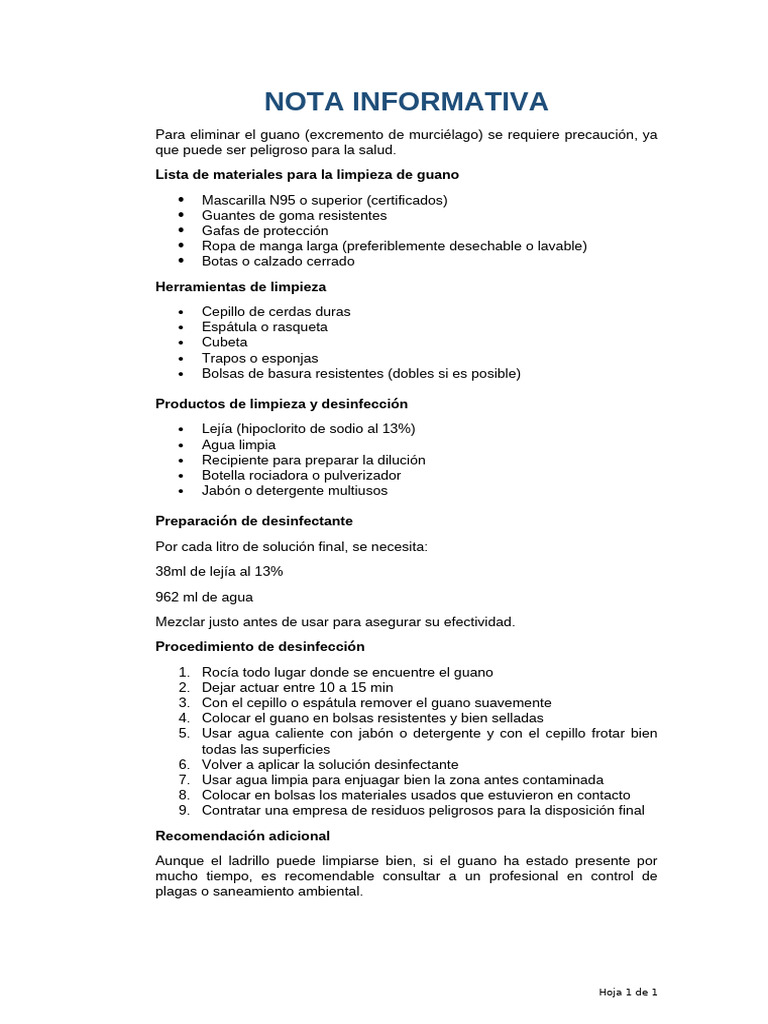 Desinfección Del Guano 1 | PDF