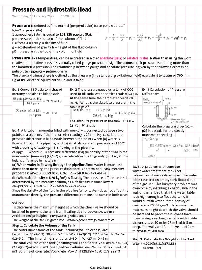 Pressure and Hydrostatic Head | PDF | Pressure | Pressure Measurement