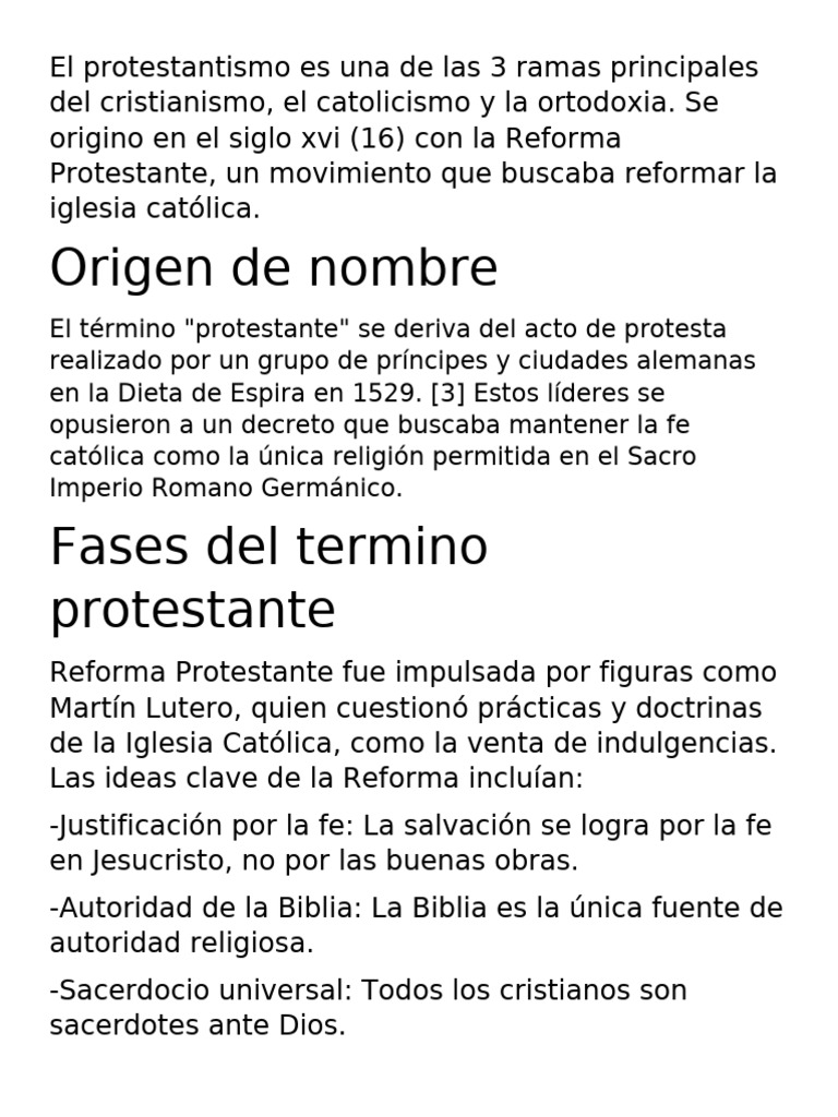 El Protestantismo Es Una de Las 3 Ramas Principales Del Cristianismo | PDF