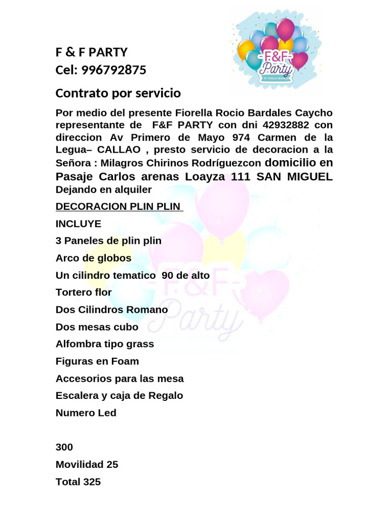 Contrato Plin Plin | PDF