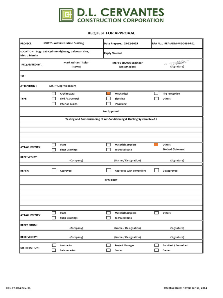 Commented - Testing and Commissioning of Air-Conditioning & Ducting ...