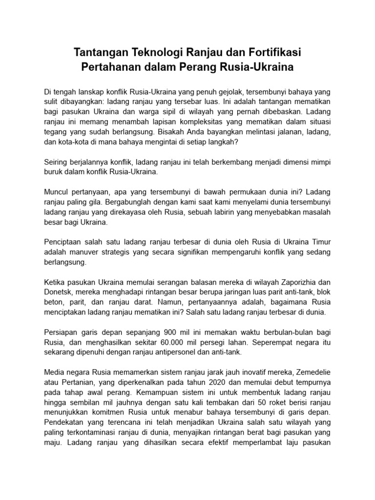 Emerging Minefield and Defense Fortification Technology Challenge in ...