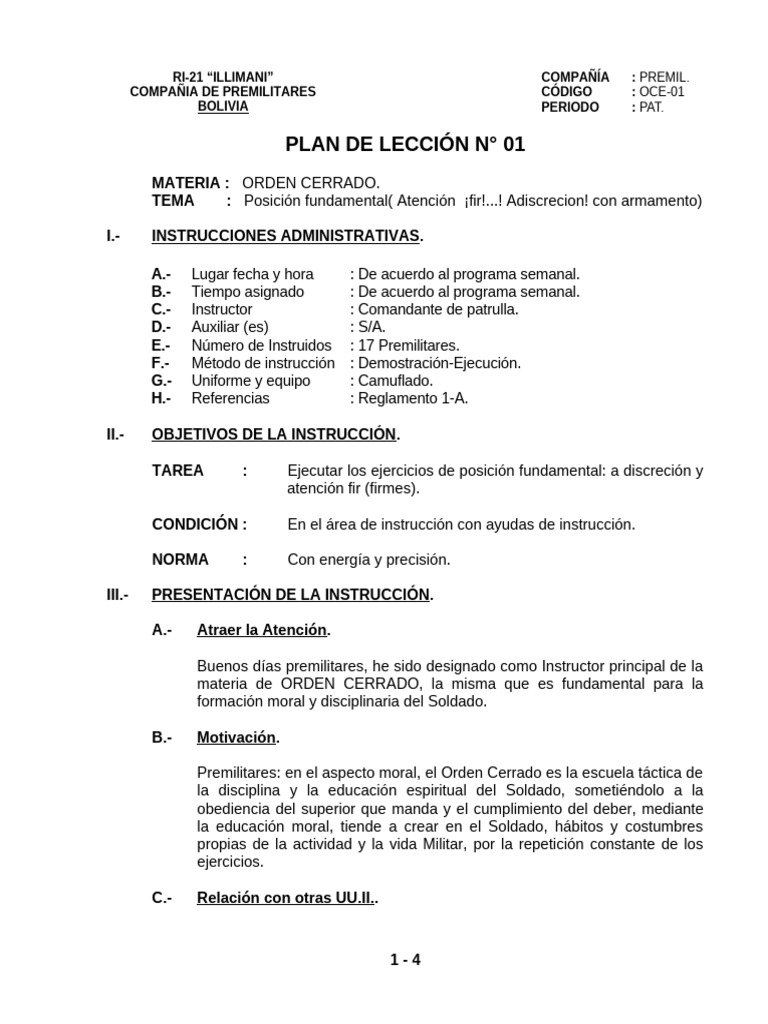 OCE1 Posición Fundamental. | PDF