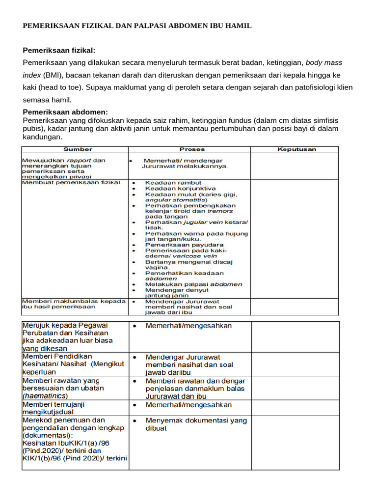 PEMERIKSAAN FIZIKAL DAN PALPASI ABDOMEN IBU HAMIL | PDF