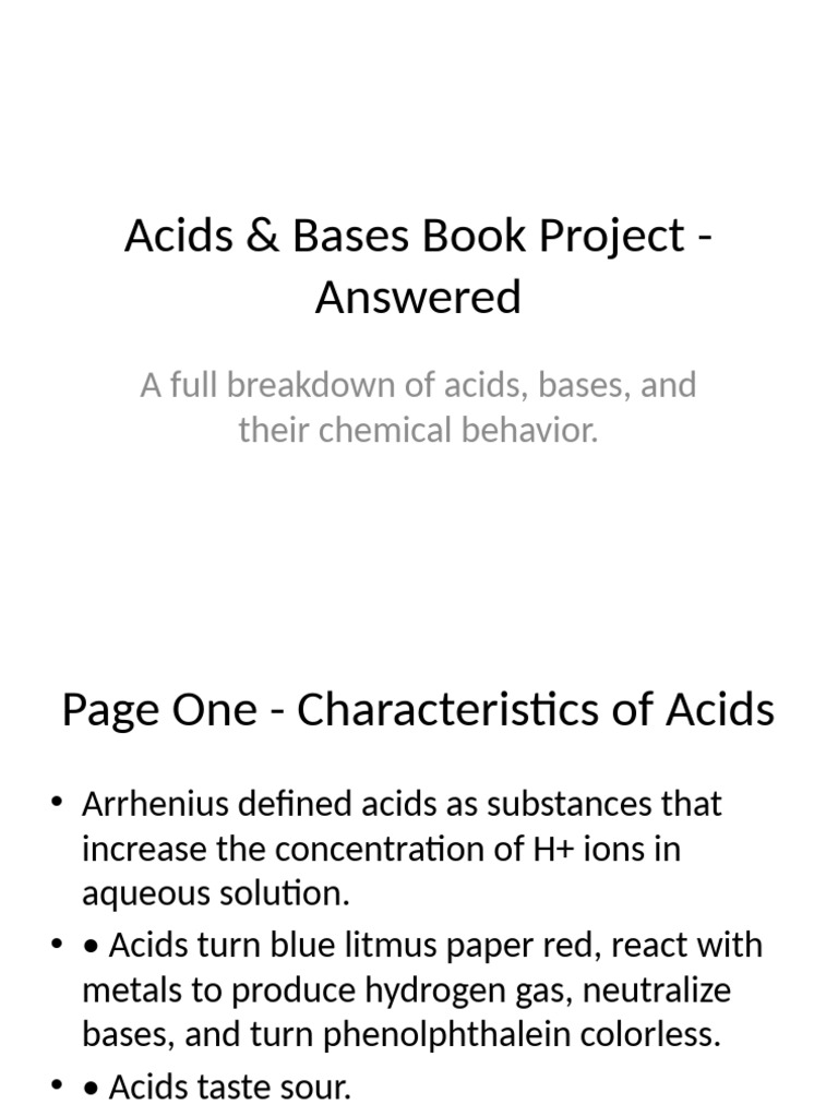 Acids and Bases: Characteristics & Reactions | PDF | Acid | Ph
