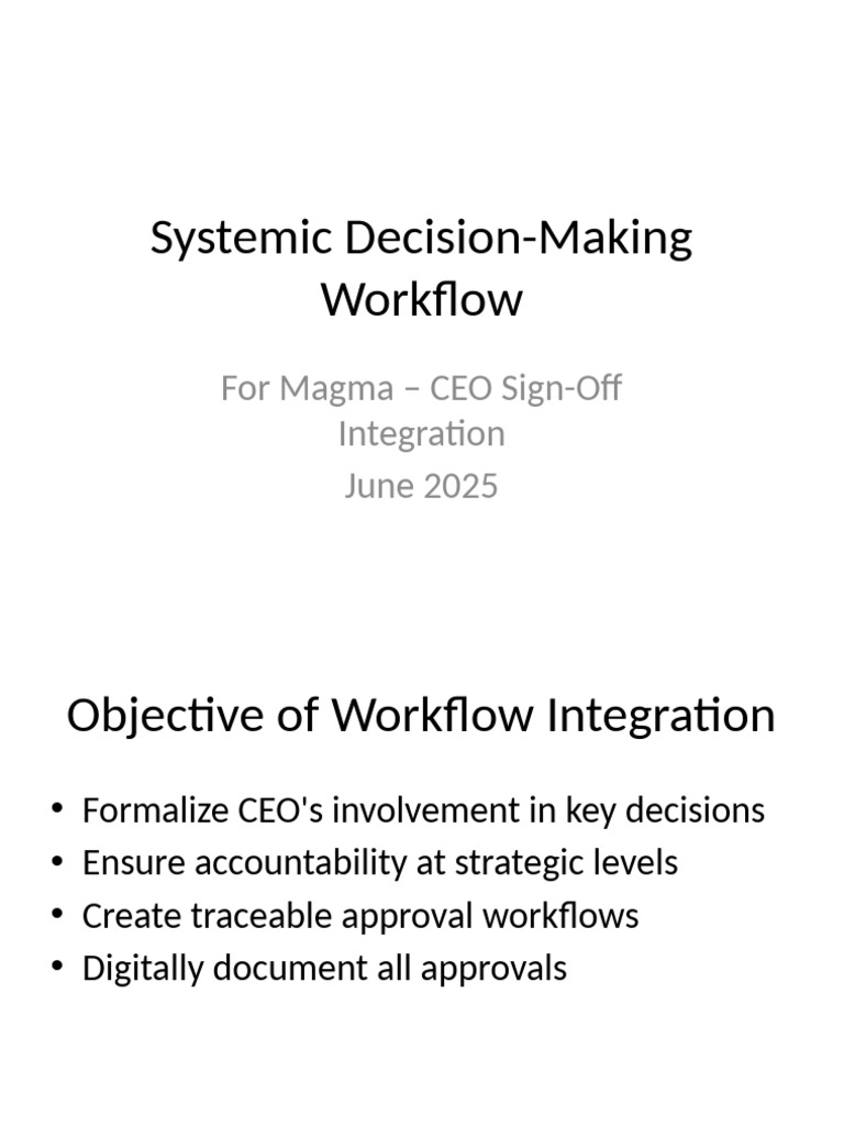CEO Workflow Presentation | PDF