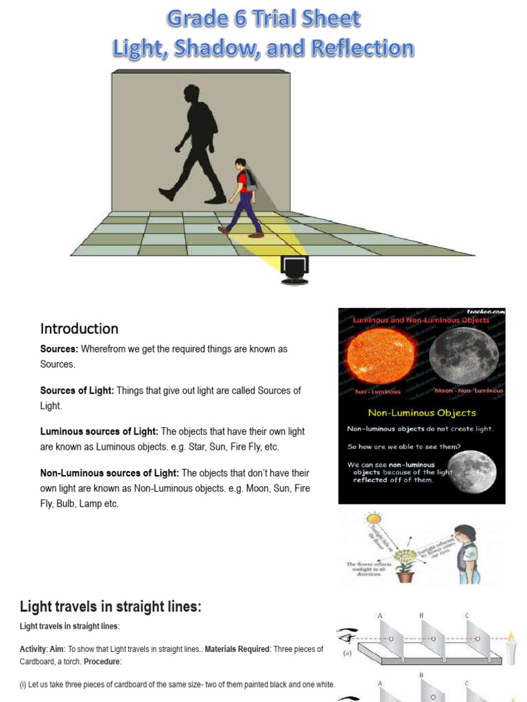 Grade 6 Light, Shadow, and Reflection Guide | PDF | Shadow | Eclipse