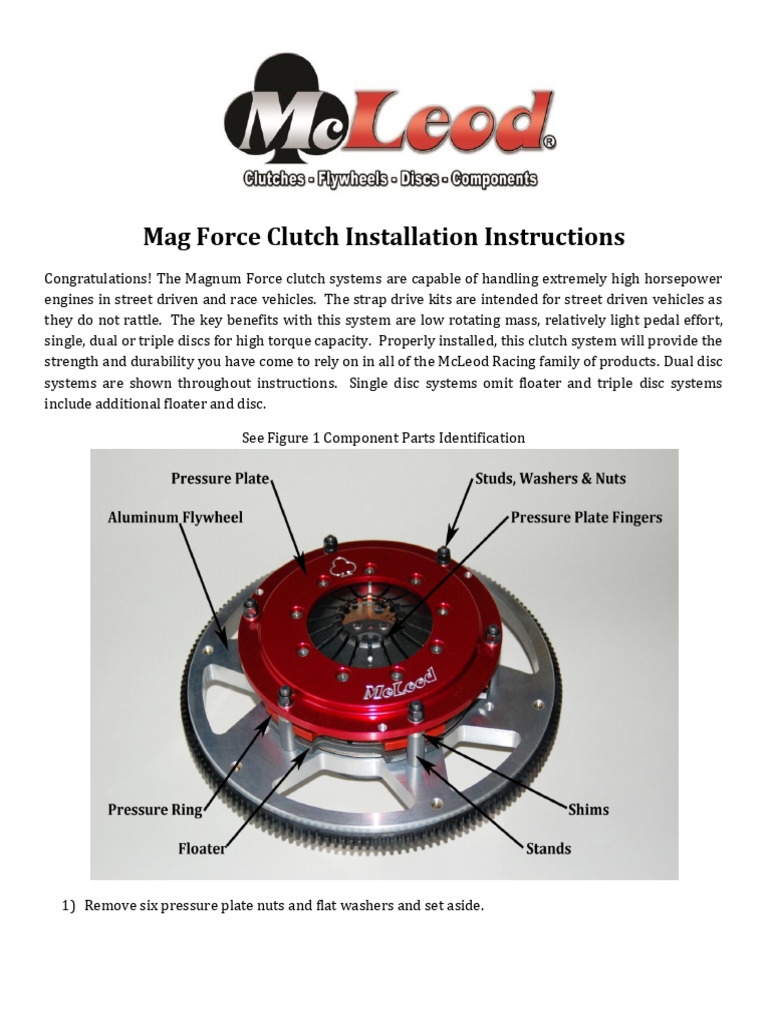 I0008 Mag Force Installation Instructions | PDF | Clutch | Nut (Hardware)