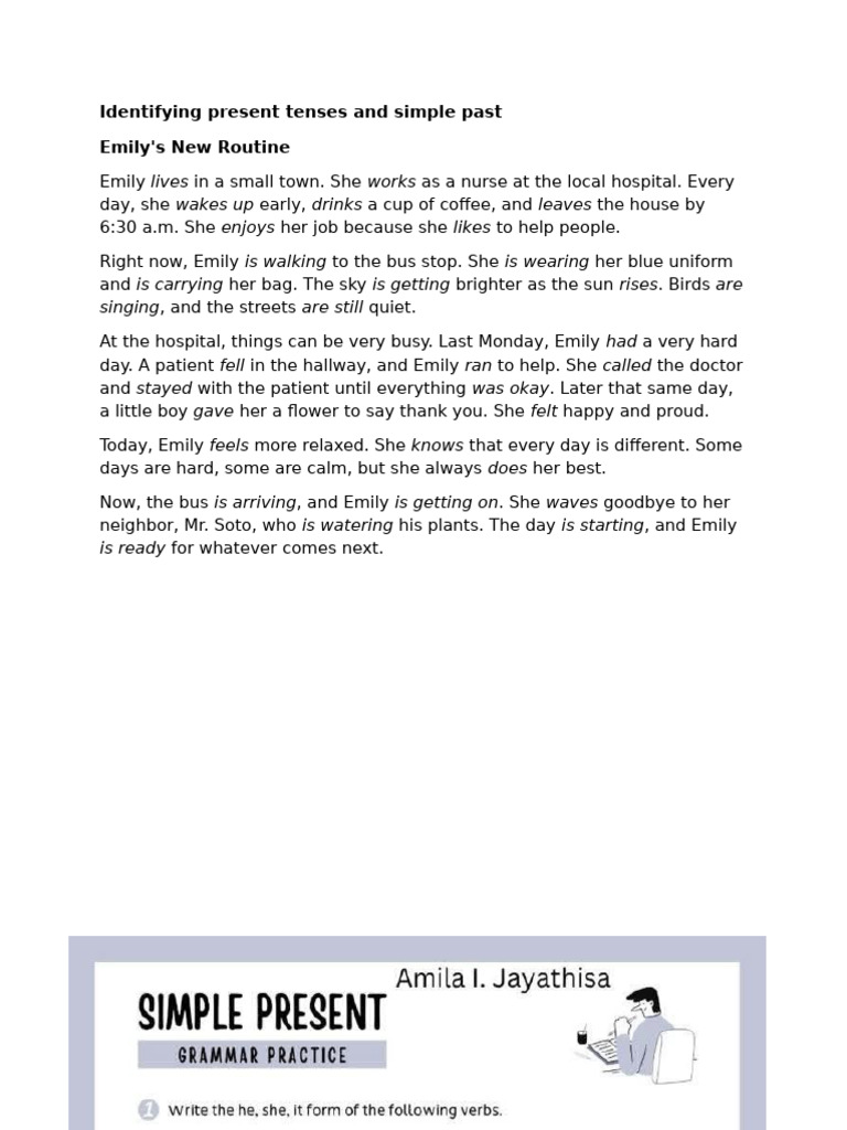 Identifying Present Tenses and Simple Past | PDF