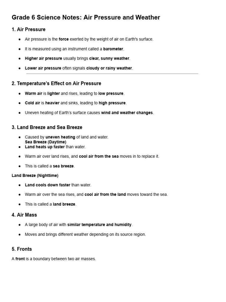 Air Masses and Weather Fronts Explained | PDF | Weather | Atmospheric ...