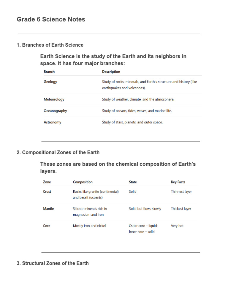 Grade 6 Earth Science | PDF | Earth | Geology