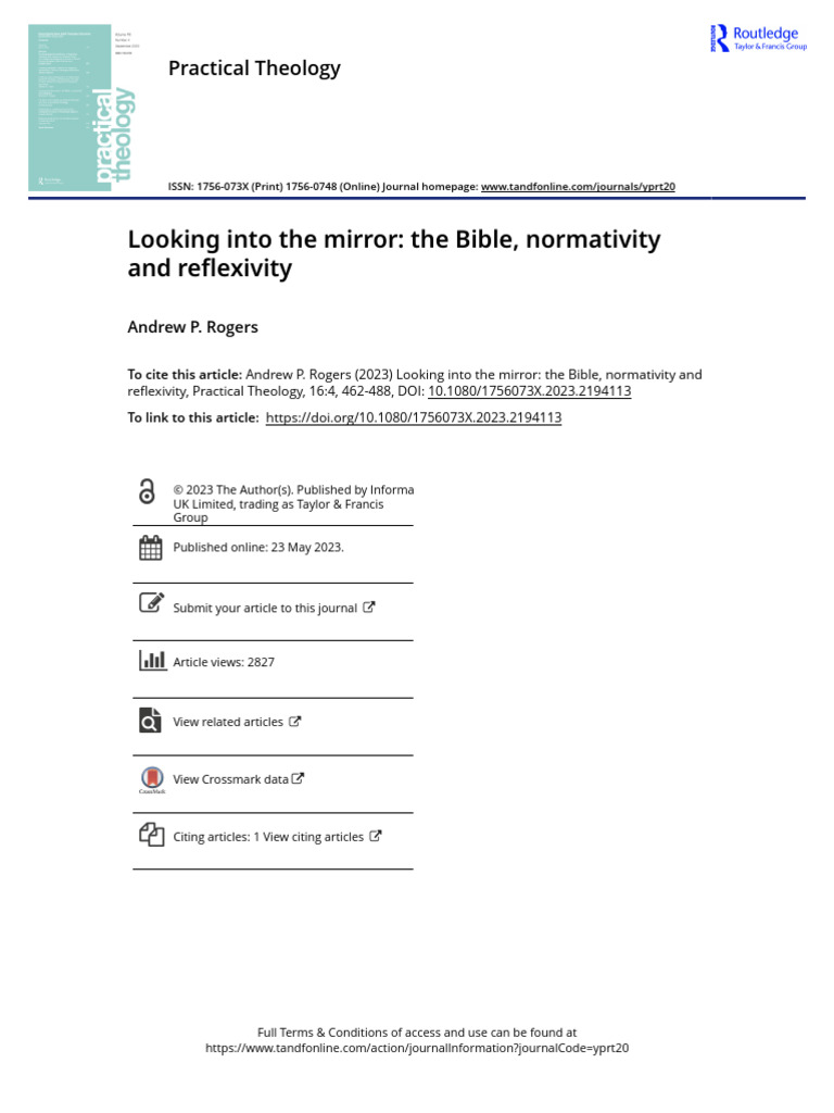 Looking Into The Mirror The Bible Normativity and Reflexivity | PDF ...