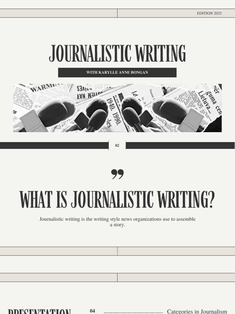 Categories of Journalistic Writing | PDF | Journalism | News