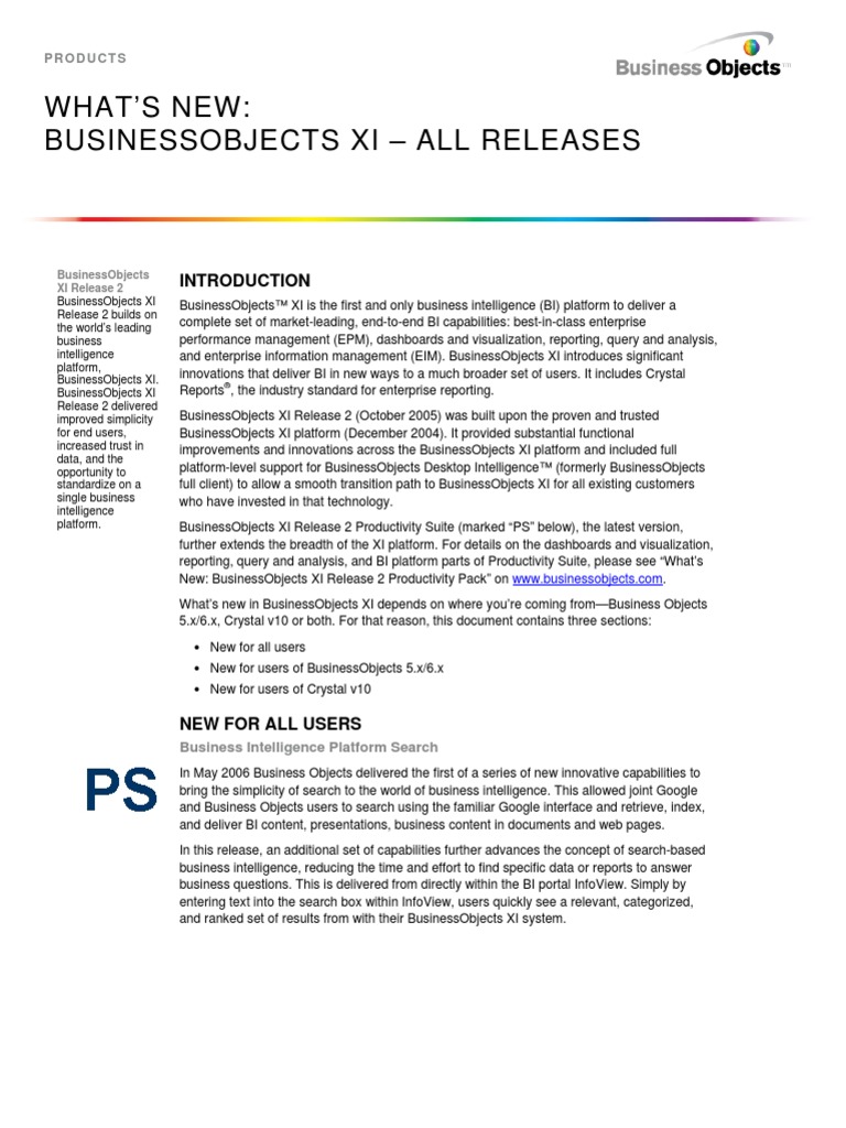 Business Objects Xi Whats New | PDF | Business Intelligence | Metadata