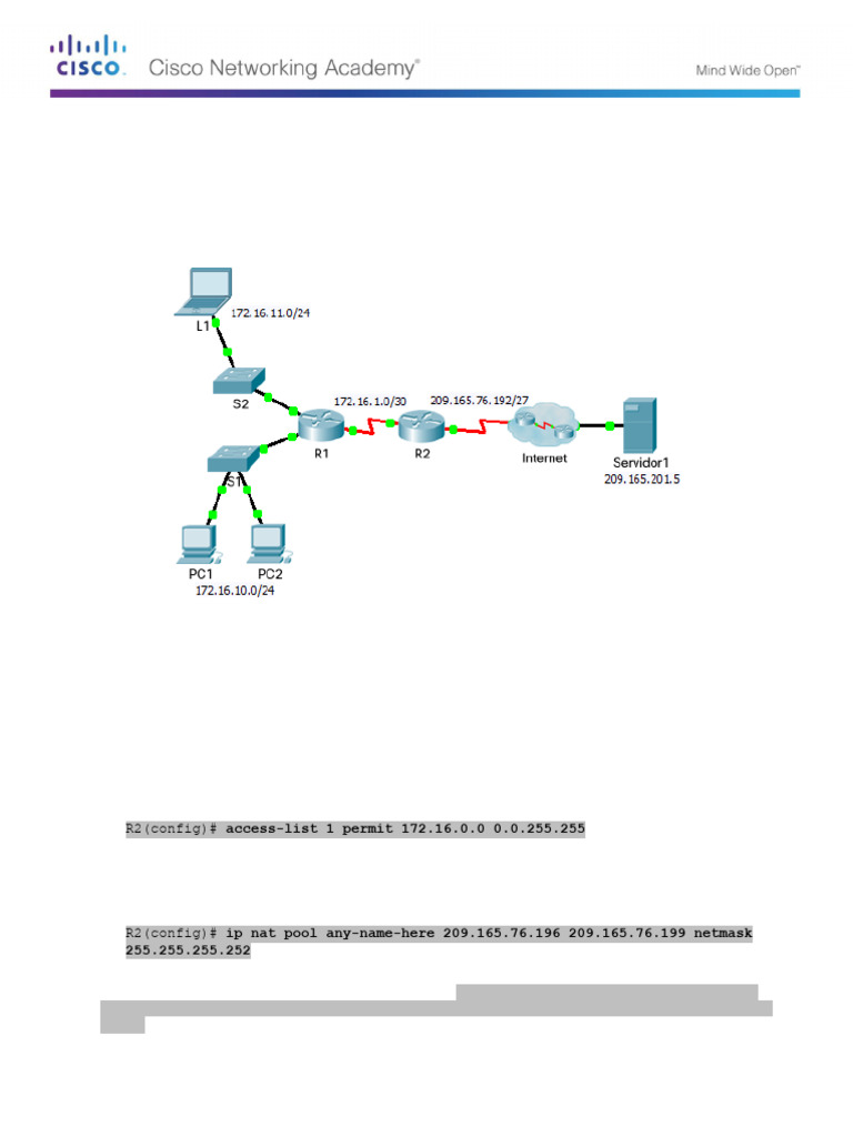 9.2.2.5 Packet Tracer - Configuring Dynamic NAT Instructions - ILM | PDF