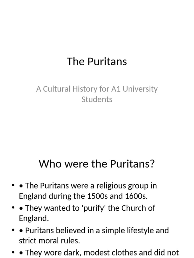 The Puritans Cultural Class A1 | PDF