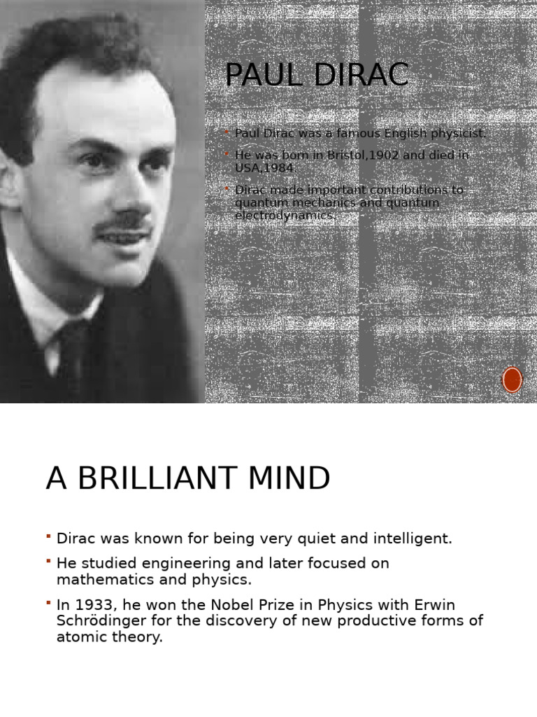 Paul Dirac Presentation | PDF