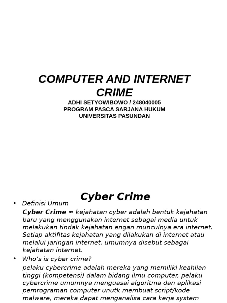Cyber Crime Adhi Setyowibowo 248040005 Fix | PDF