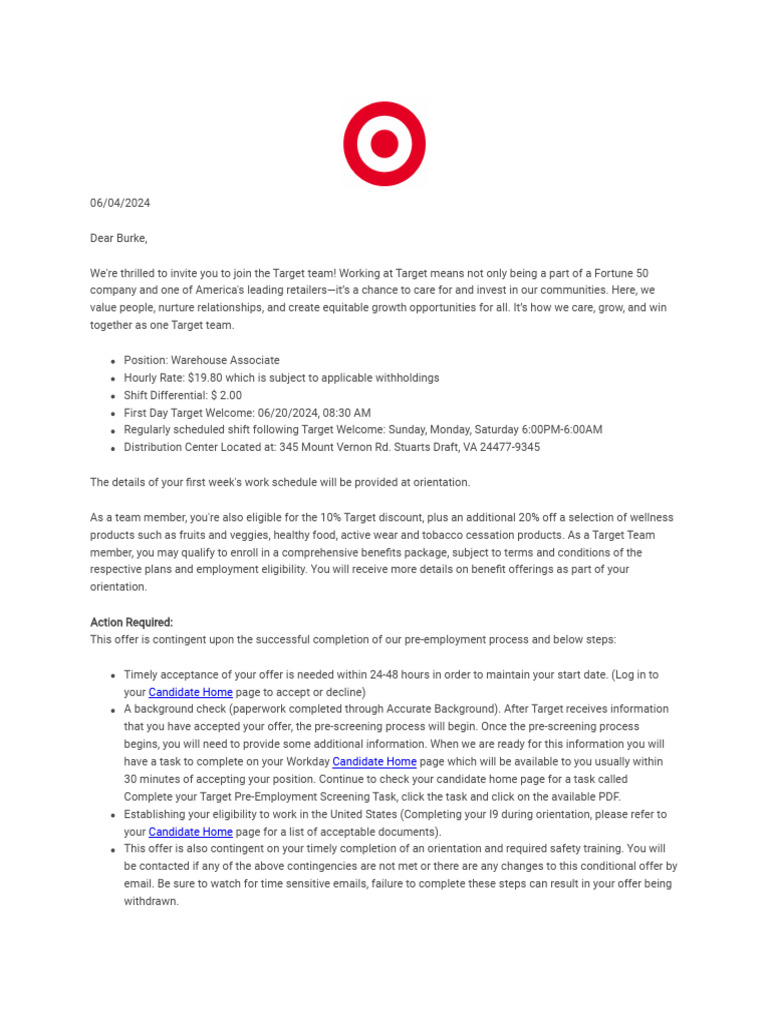 Congratulations+ +Target+Offer+Letter+2024!06!04 1 | PDF | Background ...