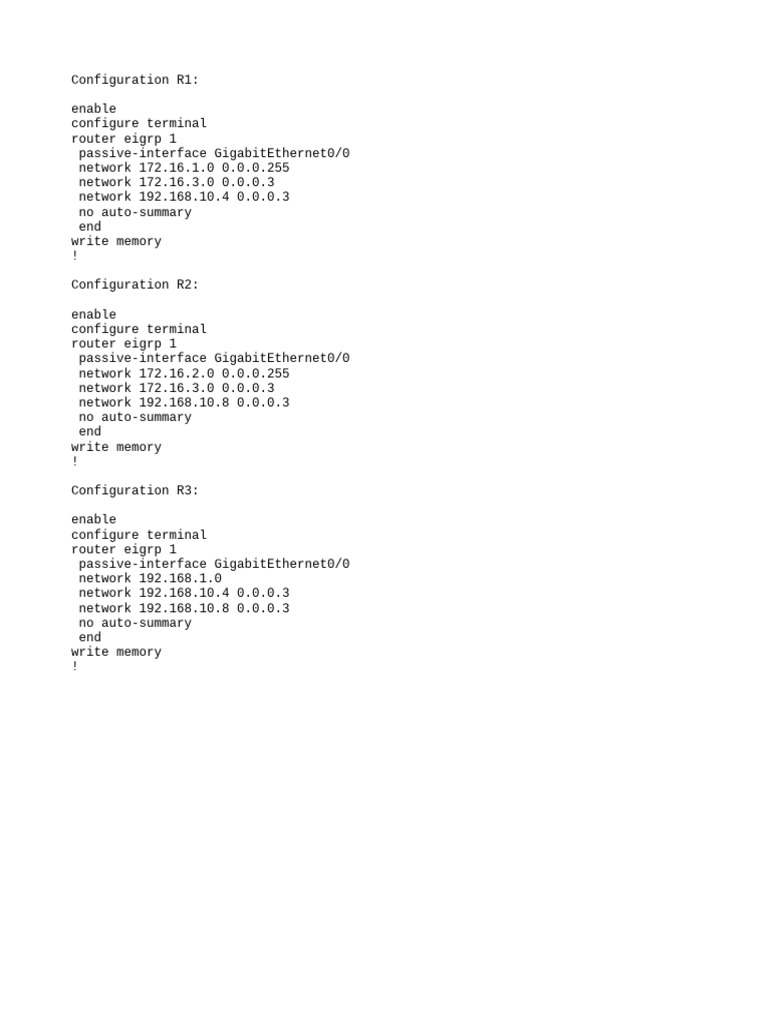 EIGRP Router Configuration Examples | PDF