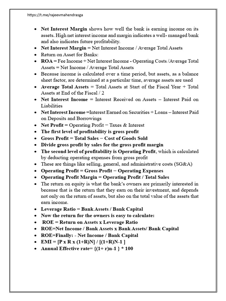 Bank Profitability Metrics Explained | PDF