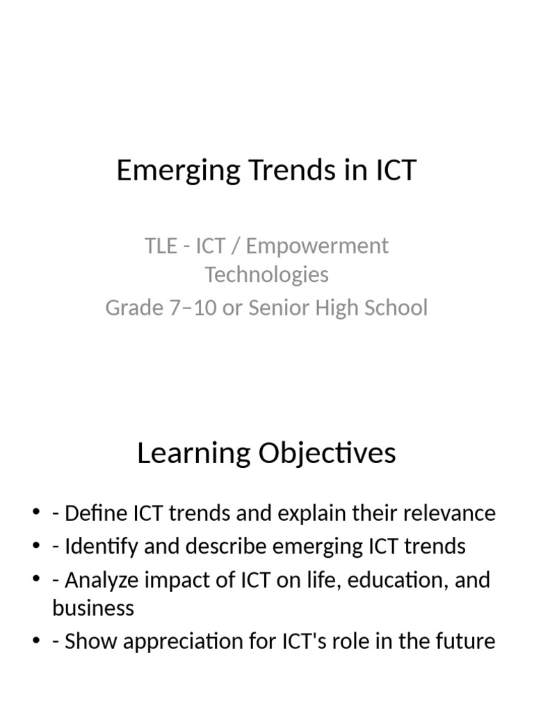 Final Emerging Trends in ICT Lesson | PDF