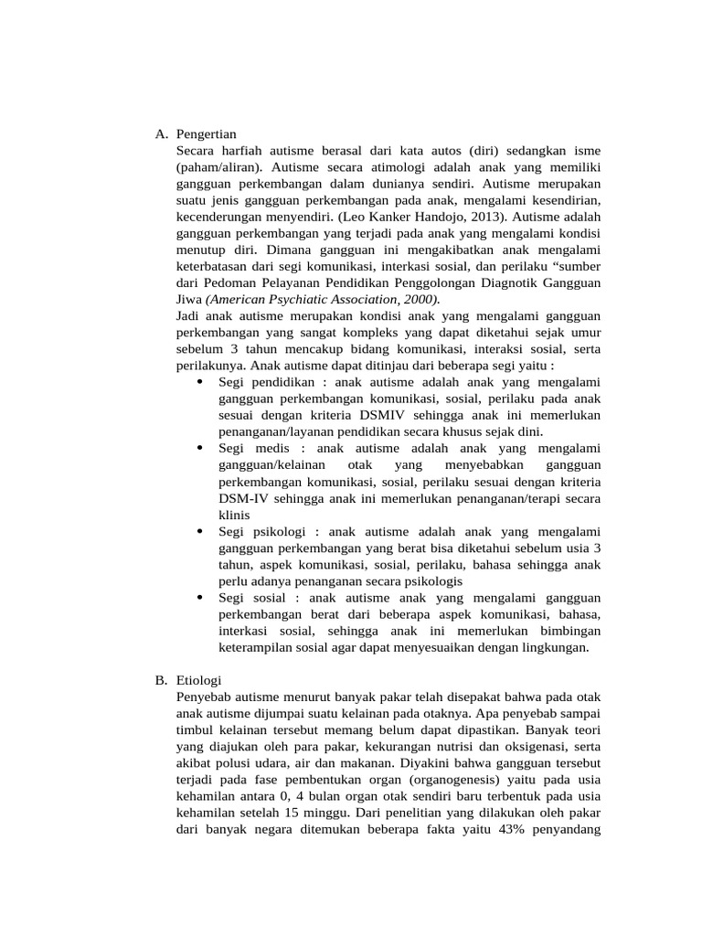 Memahami Autisme: Gejala dan Penanganan | PDF