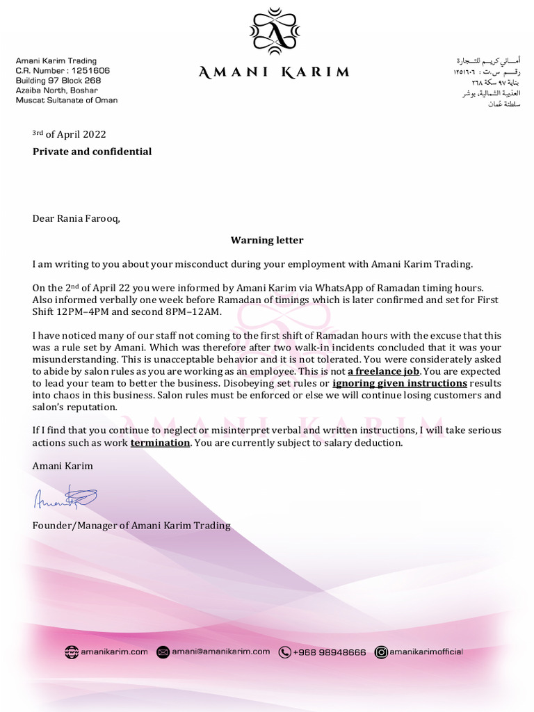 1st Warning Rania | PDF