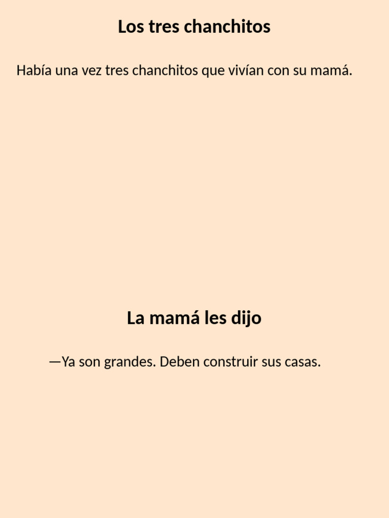 Cuento de los Tres Chanchitos en Pictogramas | PDF