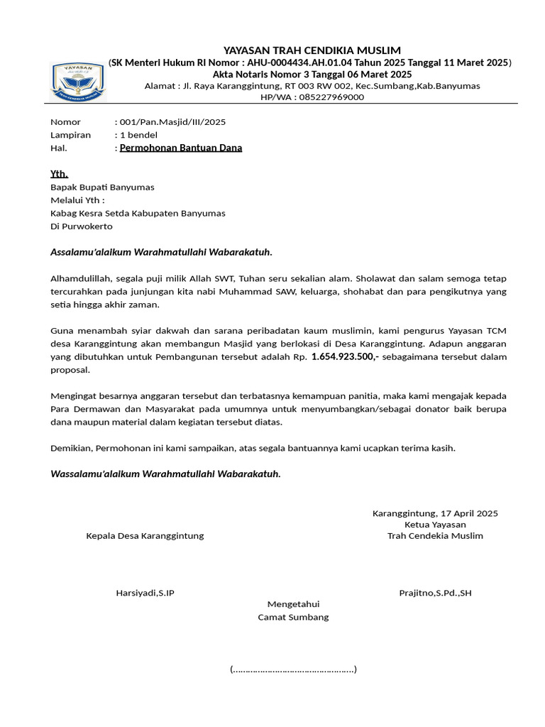 Surat Panitia Pembangunan | PDF