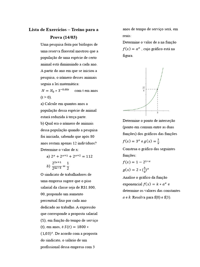 Exercícios de Matemática e Funções | PDF | Função (Matemática) | Matemática