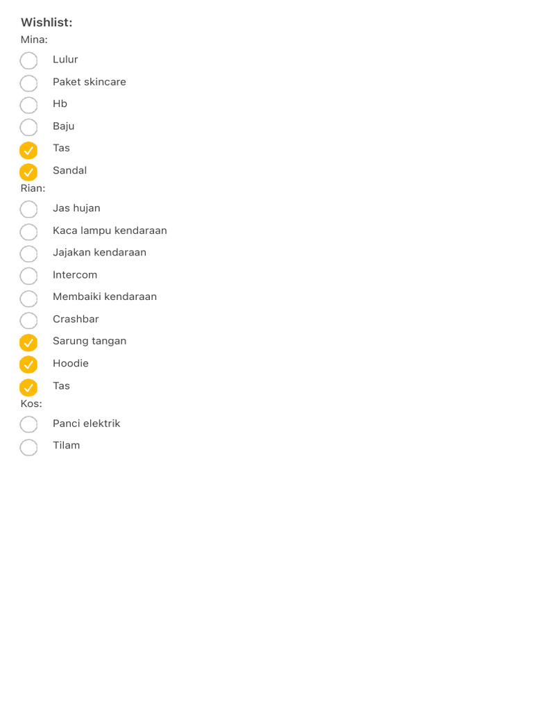 Wish List | PDF