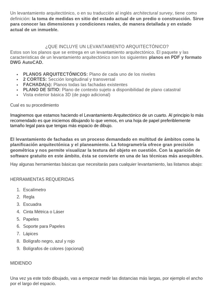 Levantamiento Arquitectónico: Guía Práctica | PDF | Topografía