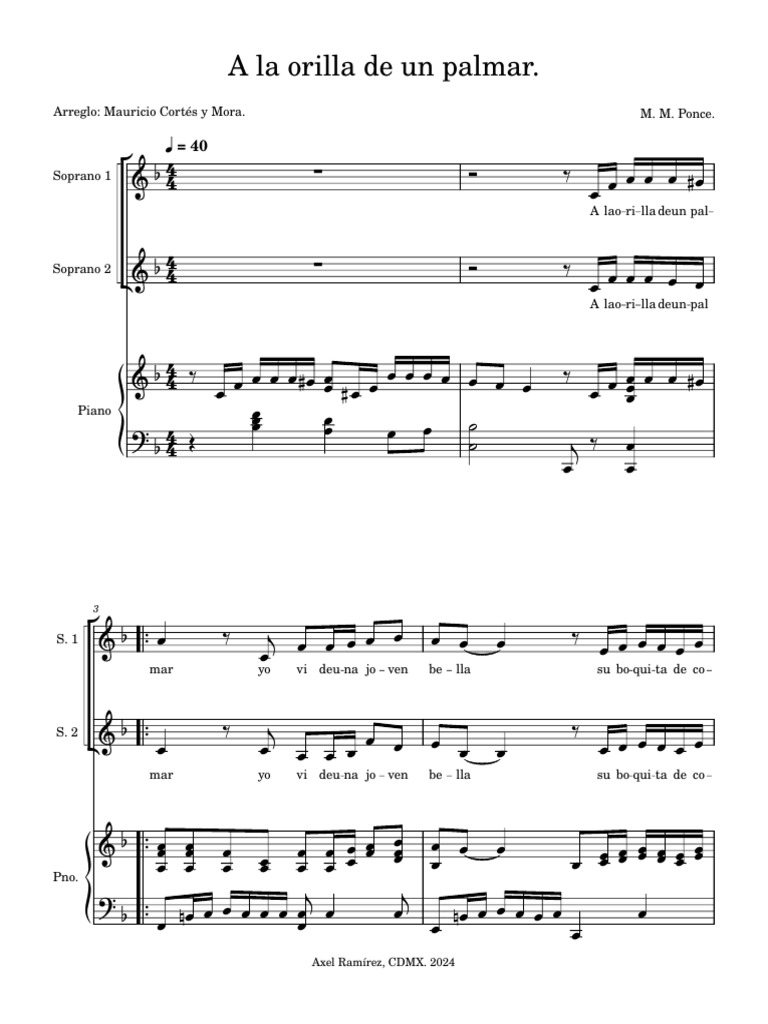 A la Orilla de un Palmar Score | PDF