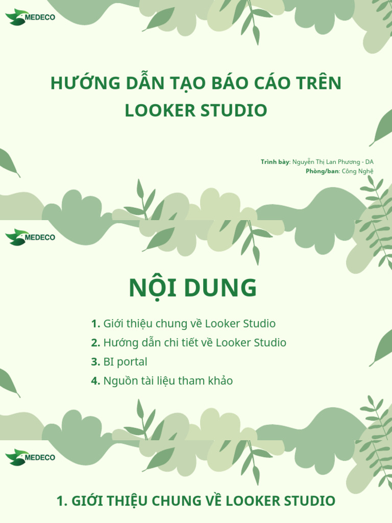 (Slide) Hướng Dẫn Tạo Báo Cáo Trên Looker Studio | PDF
