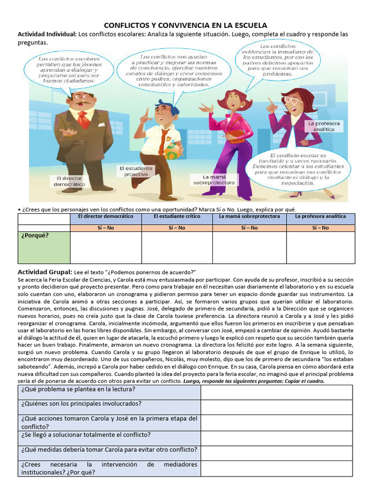 TEMA 3 DPCC 2do SECUNDARIA Convivencia y Conflictos en La Escuela ...