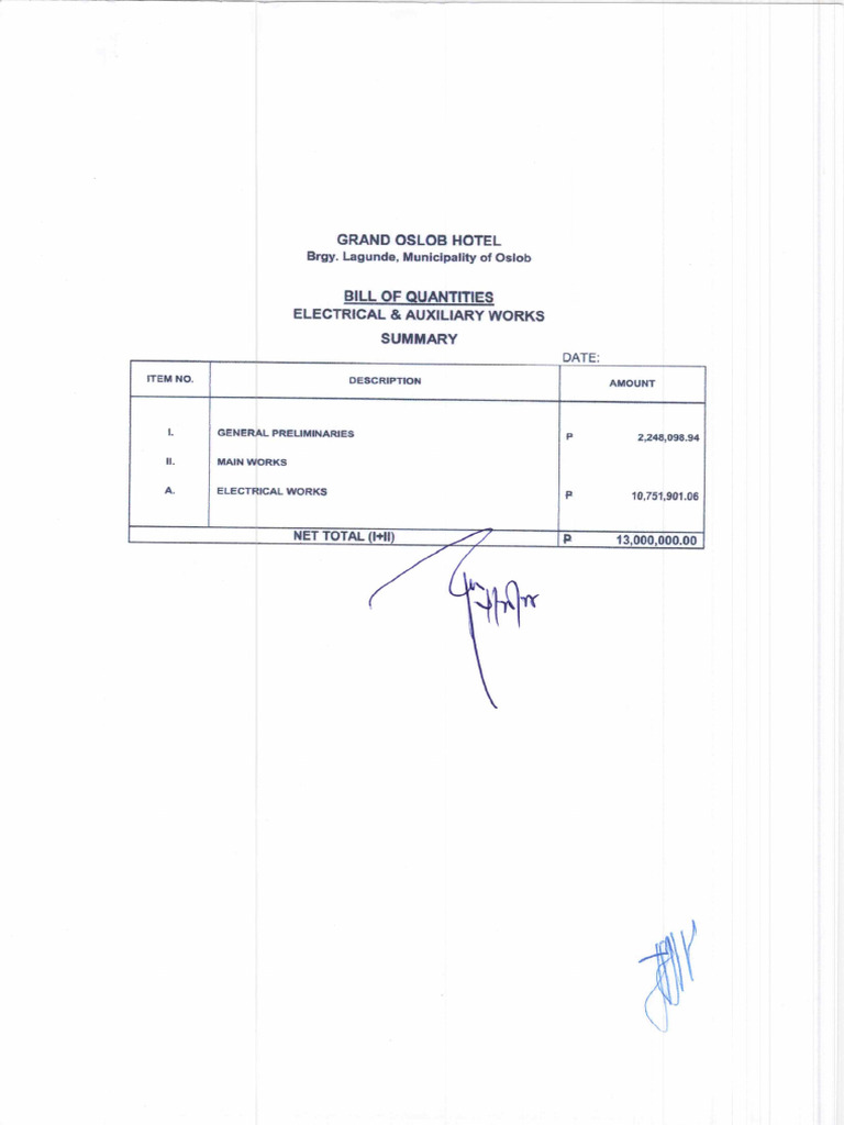 CP-04 Approved BOQ - Electrical & Auxiliary Works | PDF