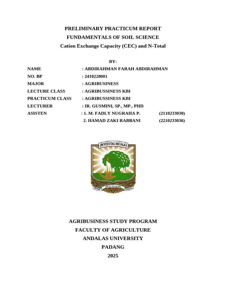 Preliminary Practicum Report | PDF | Soil | Fertilizer