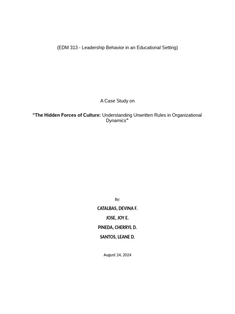 Case Study On Organizational Structure and Culture | PDF | Leadership ...