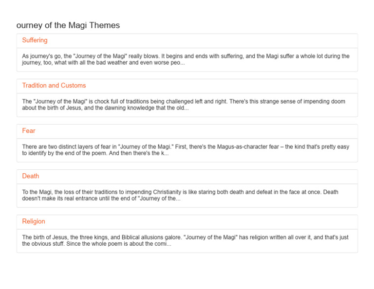 Journey of The Magi Themes | PDF