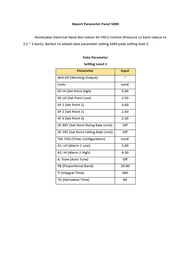 Report Parameter Panel SX80 | PDF